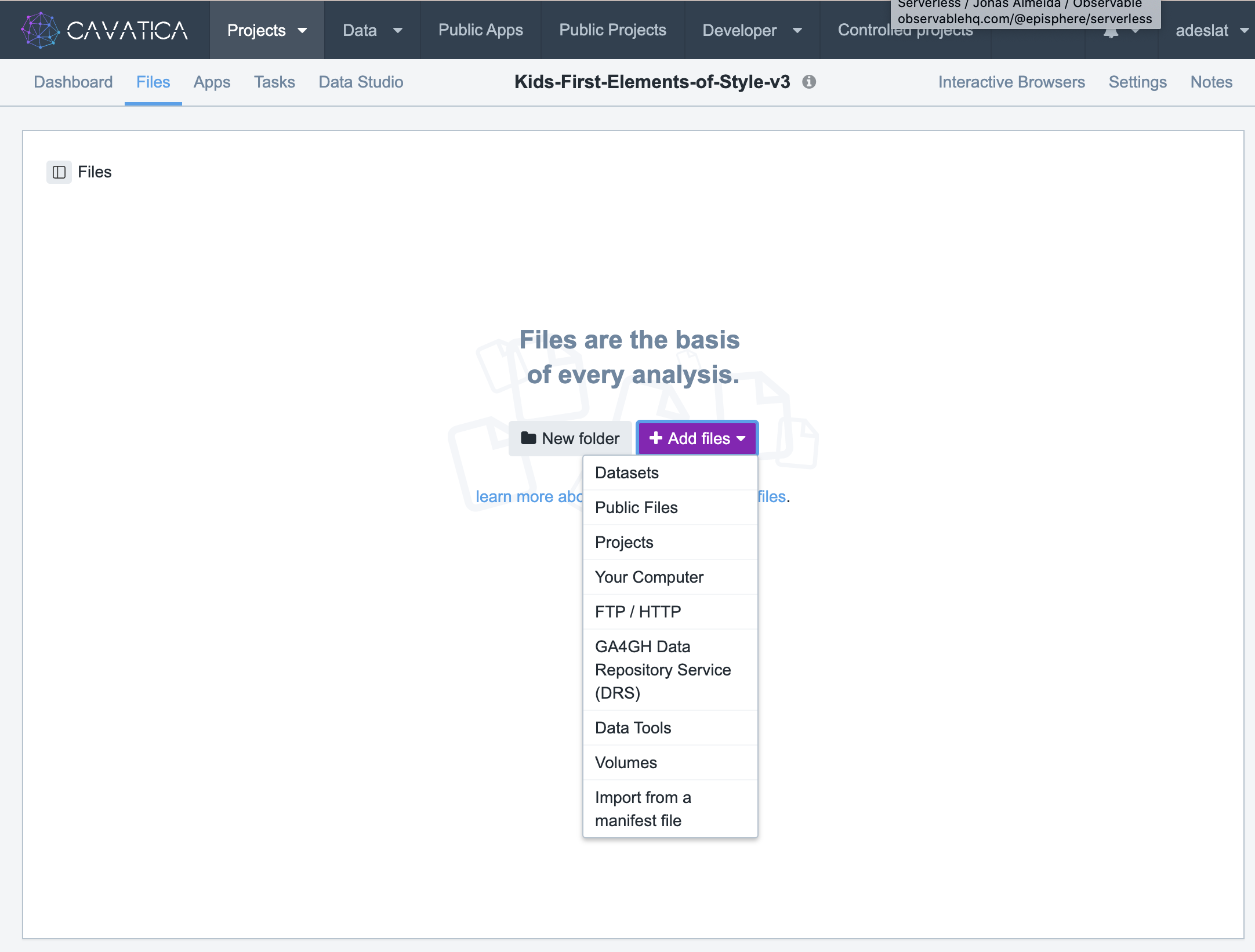 WorkingWithAppsOnCAVATICA - Kids First & INCLUDE Elements of Style